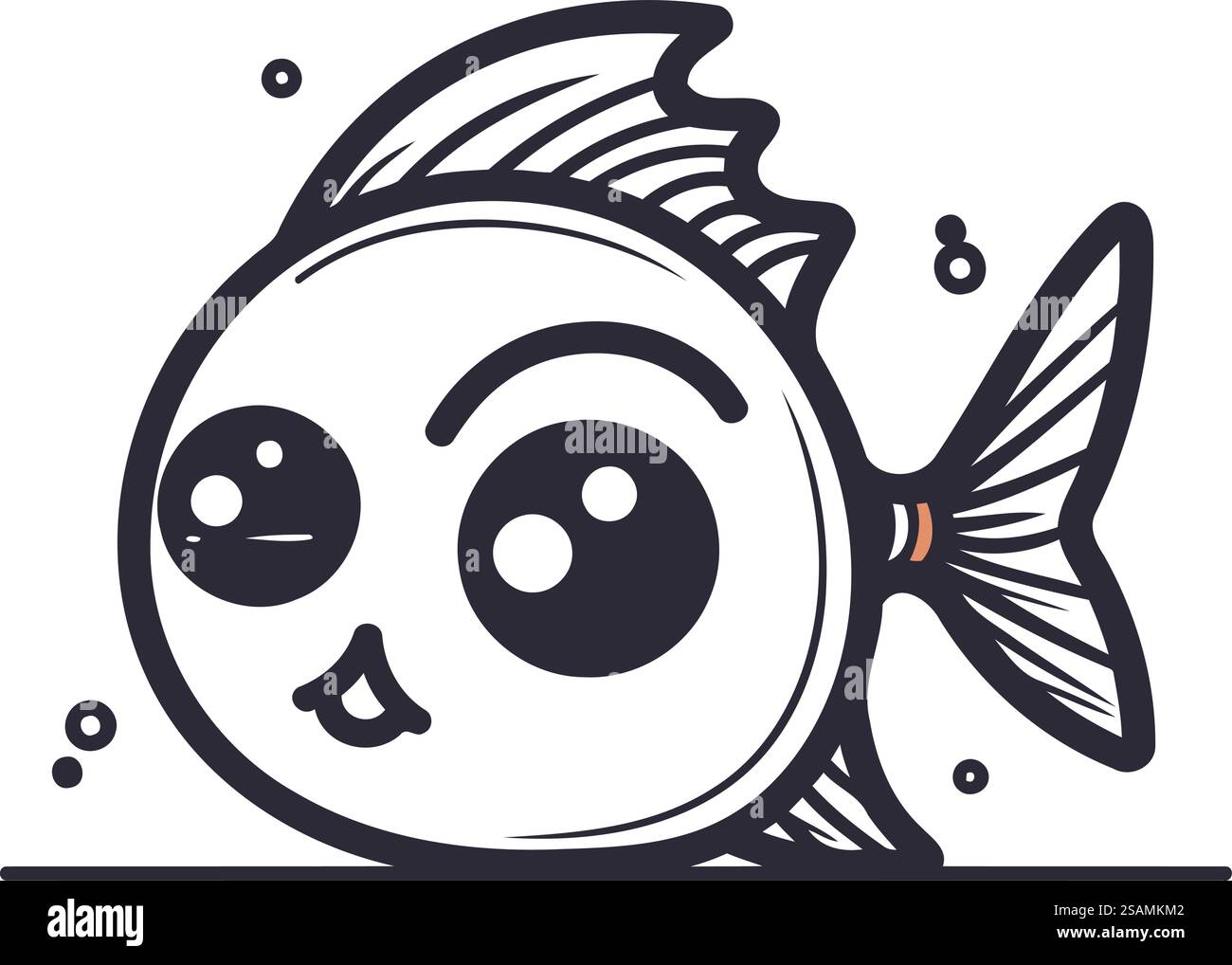 Cute cartoon fish. Vector illustration isolated on a white background ...