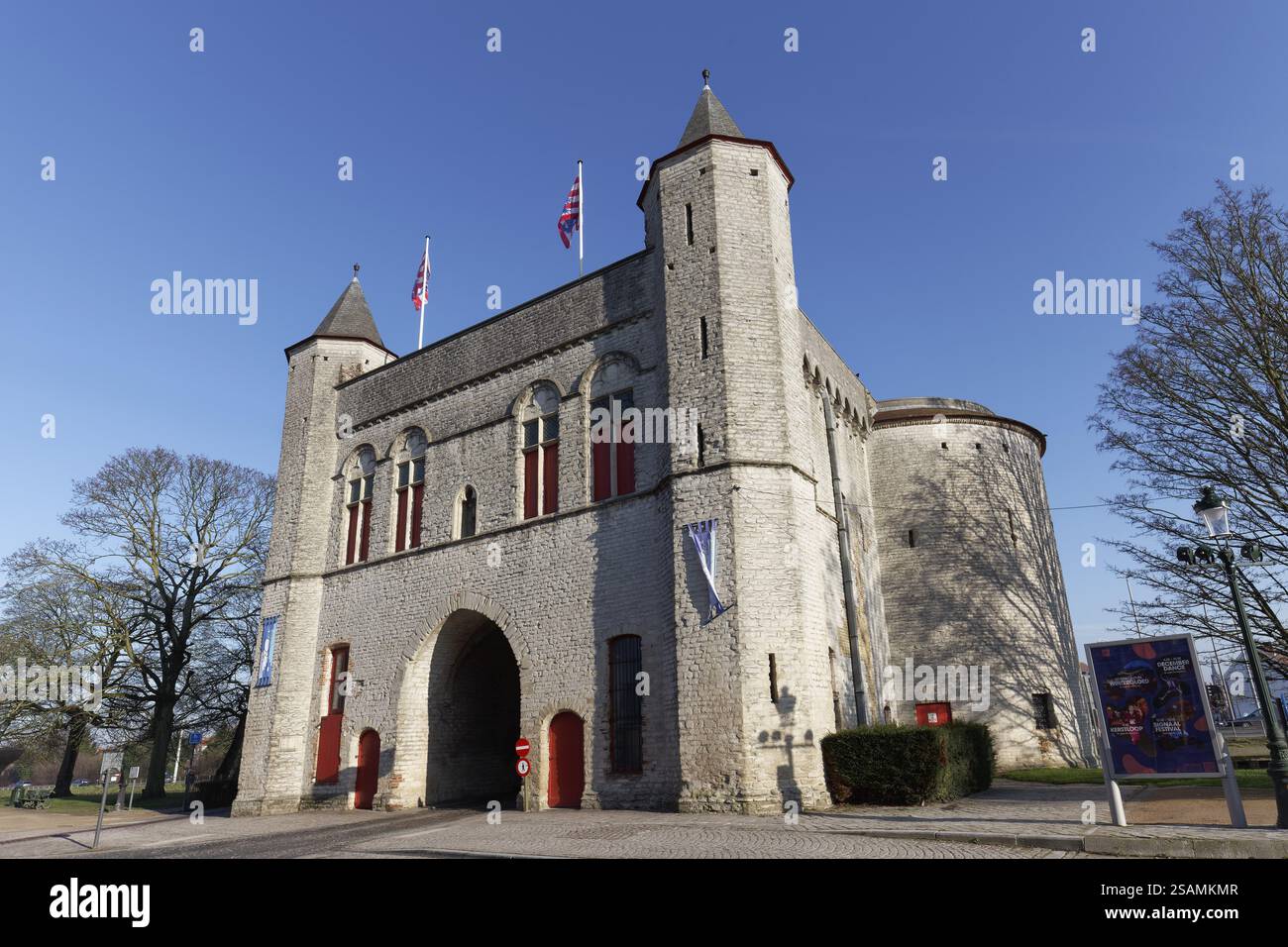 Kruispoort, historic city gate, Bruges, West Flanders, Flanders ...