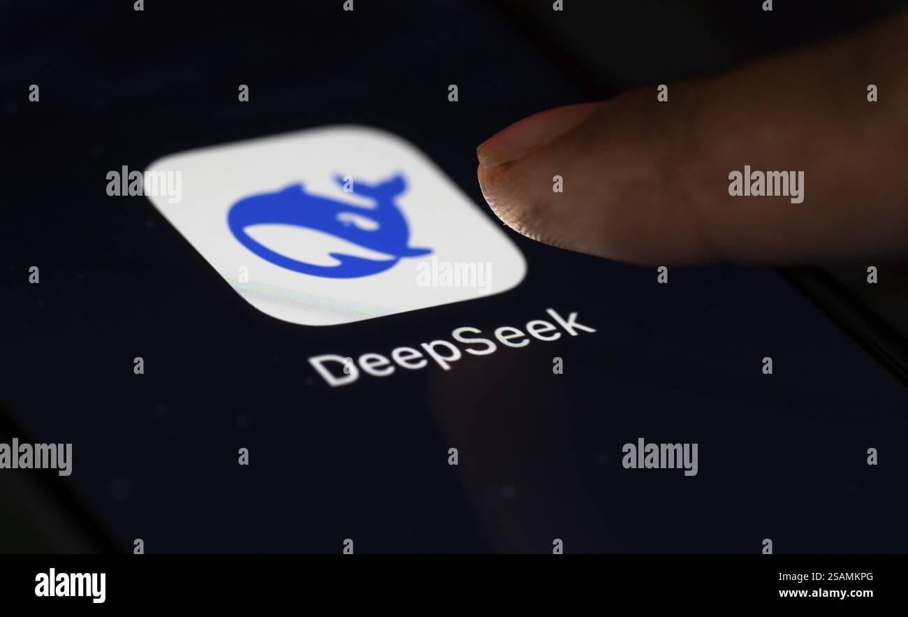 In this photo illustration, the newly launched Chinese DeepSeek app ...