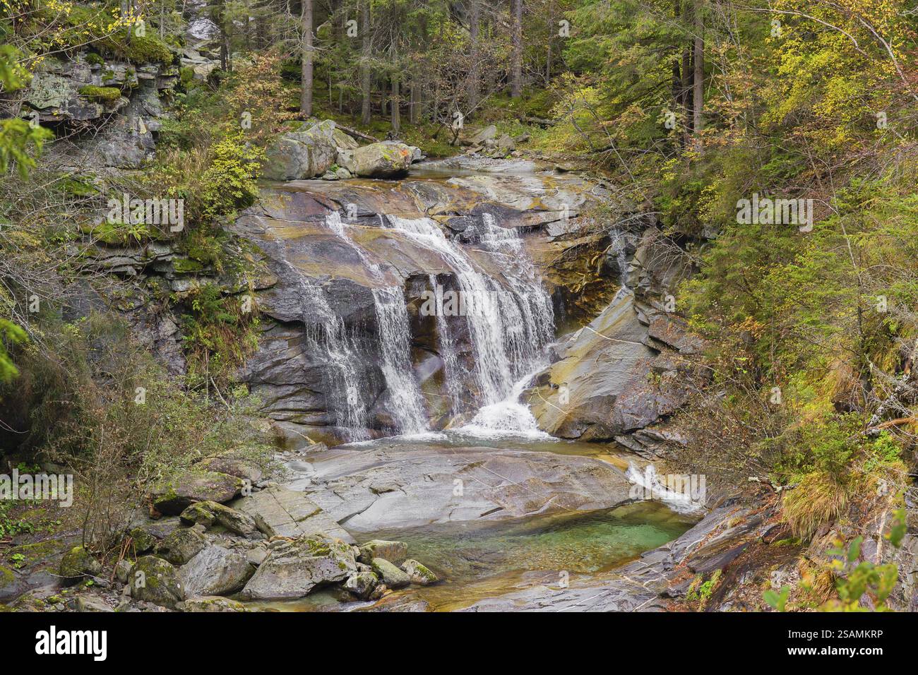 Goessl waterfalls, second fall, Malta valley, Carinthia, Austria ...