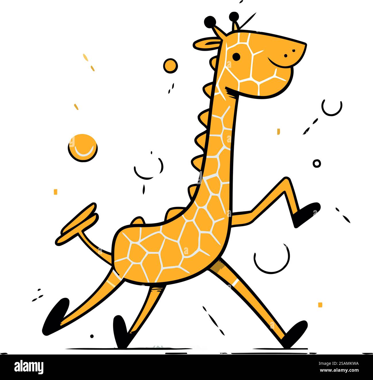 Cute giraffe running. Vector illustration in flat linear style Stock ...