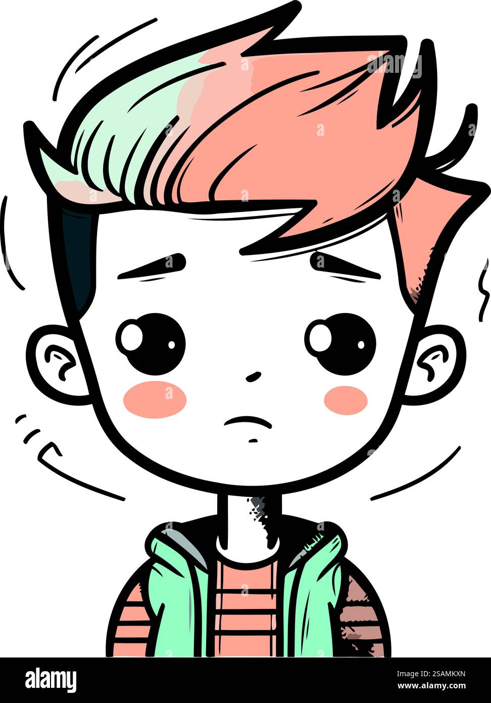 Cute cartoon boy with angry expression. Vector illustration on white ...