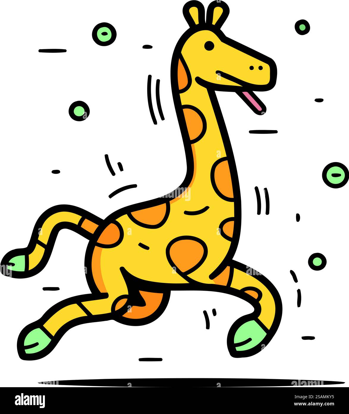 Cute giraffe running. Vector illustration in doodle style Stock Vector ...