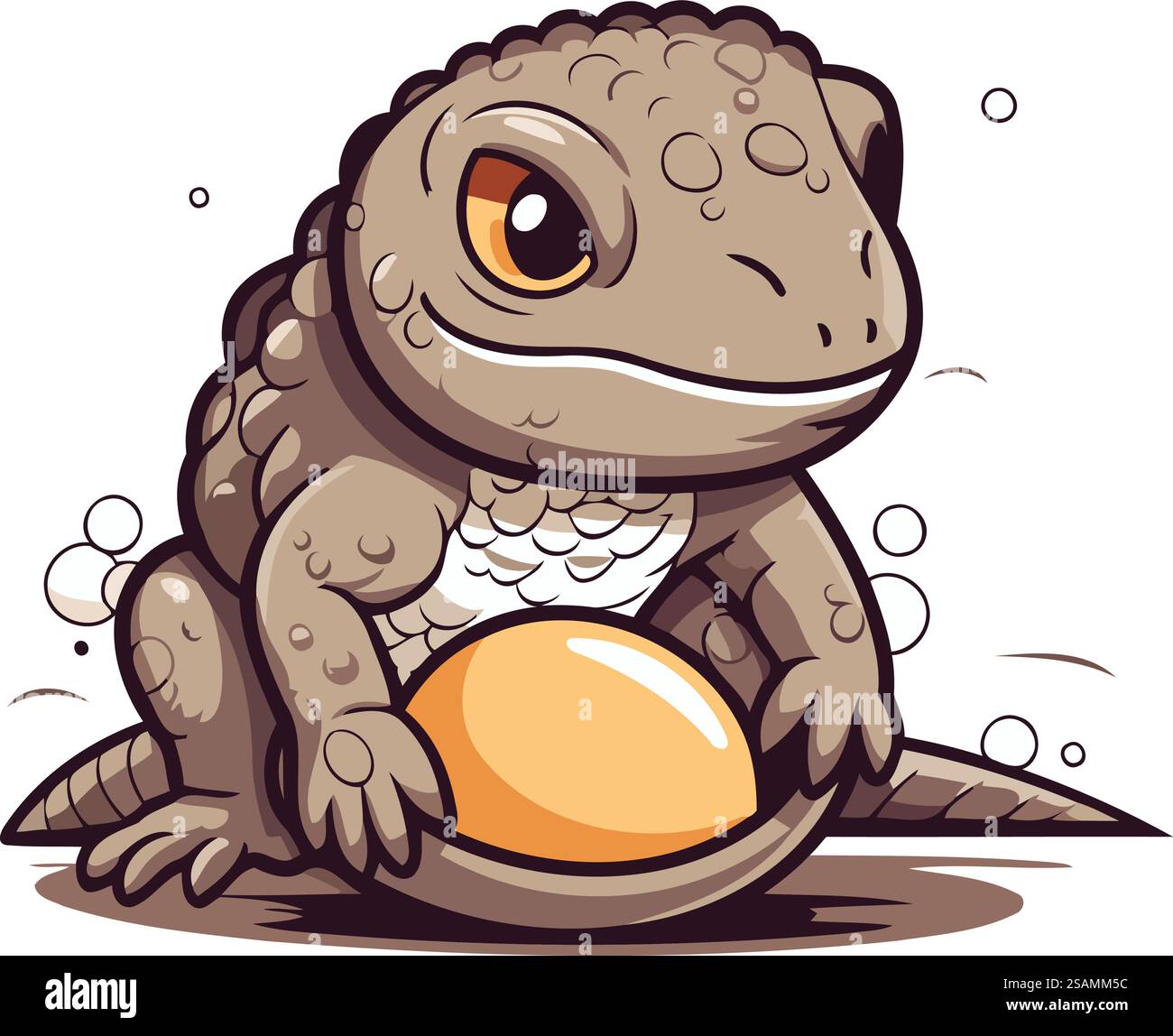 Cartoon frog with egg. Vector illustration of a funny frog Stock Vector ...