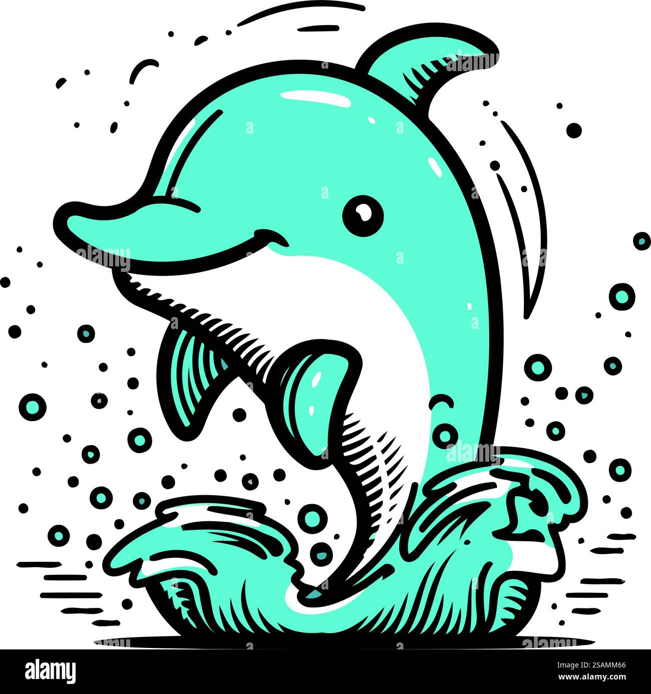 Cartoon dolphin. Vector illustration. Isolated on white background ...