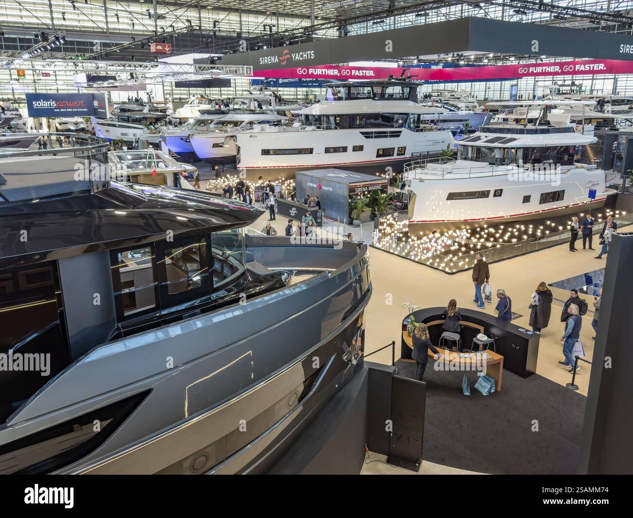 View from elevated position in exhibition overview of exhibition hall ...
