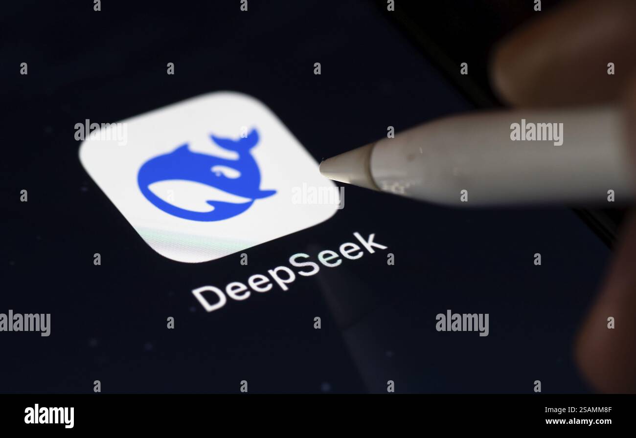 In this photo illustration, the newly launched Chinese DeepSeek app ...