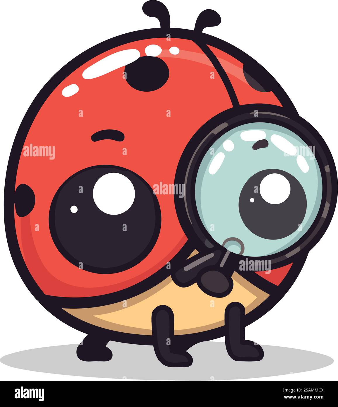 Cute ladybug character with magnifying glass. Vector illustration Stock ...