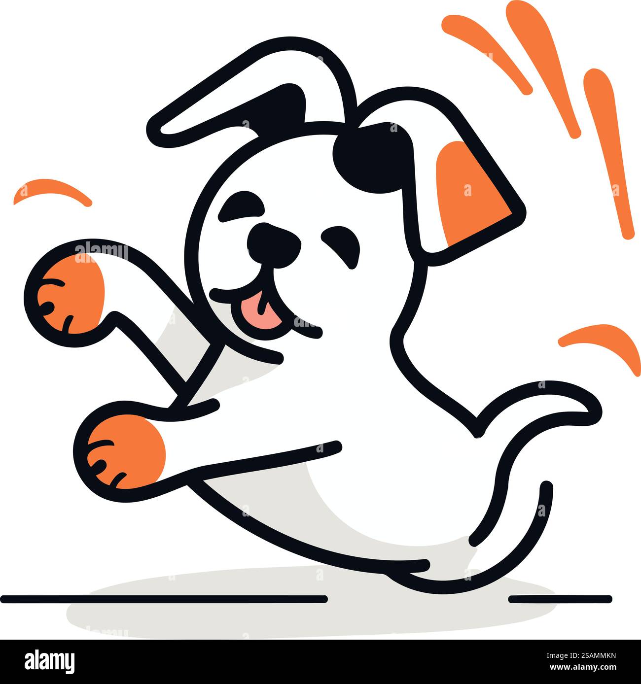 Cartoon illustration of a cute dog running and jumping for joy Stock ...