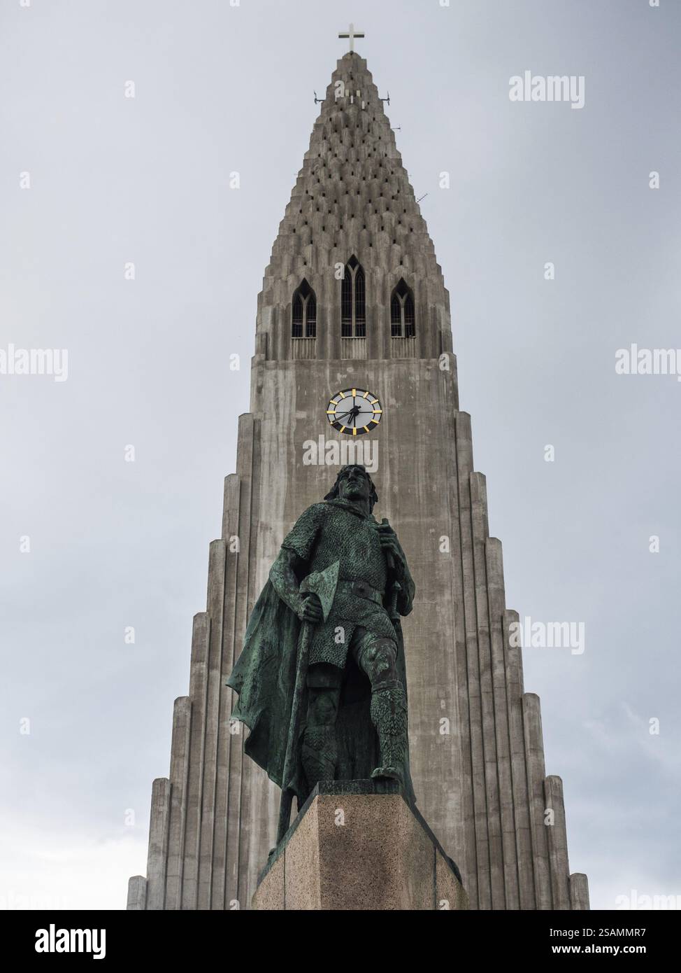 Statue of the first explorer of America Leifur Eiriksson in front of ...