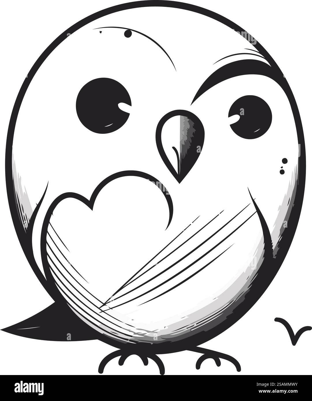 Cute owl with heart in its beak. Vector illustration Stock Vector Image ...