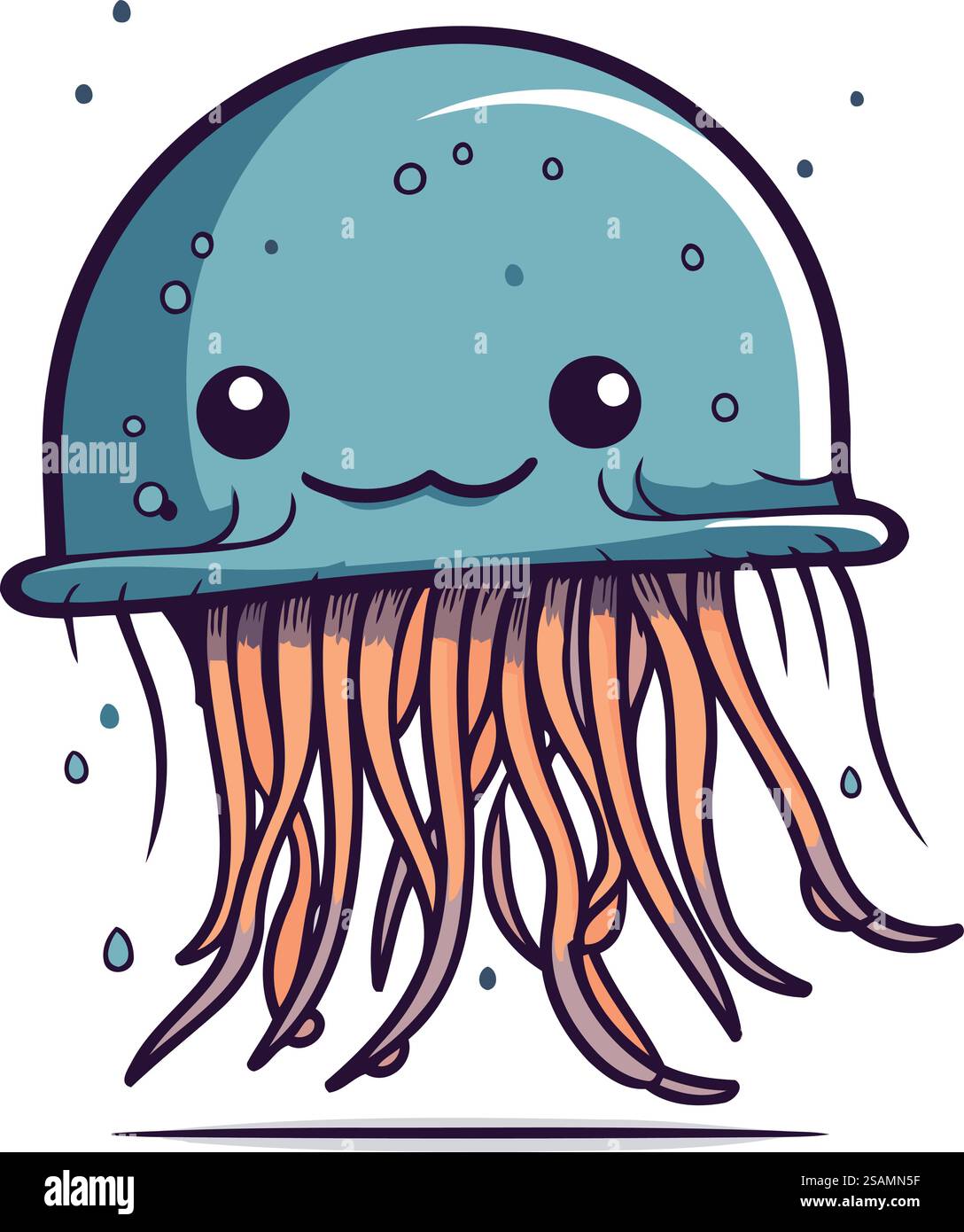 Cartoon funny jellyfish. Vector illustration of a sea creature Stock ...