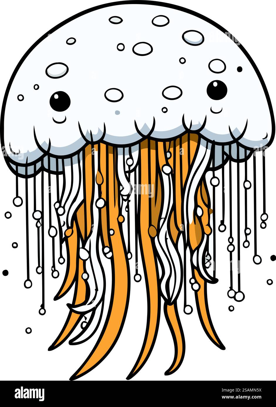 Cartoon jellyfish. Vector illustration. Isolated on white background ...