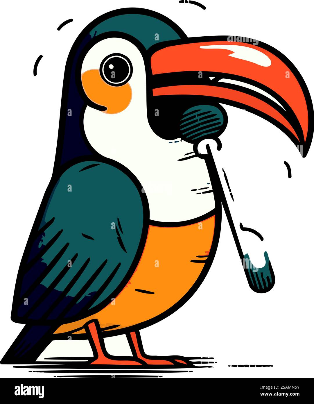 Toucan with a microphone. Vector illustration in cartoon style Stock ...