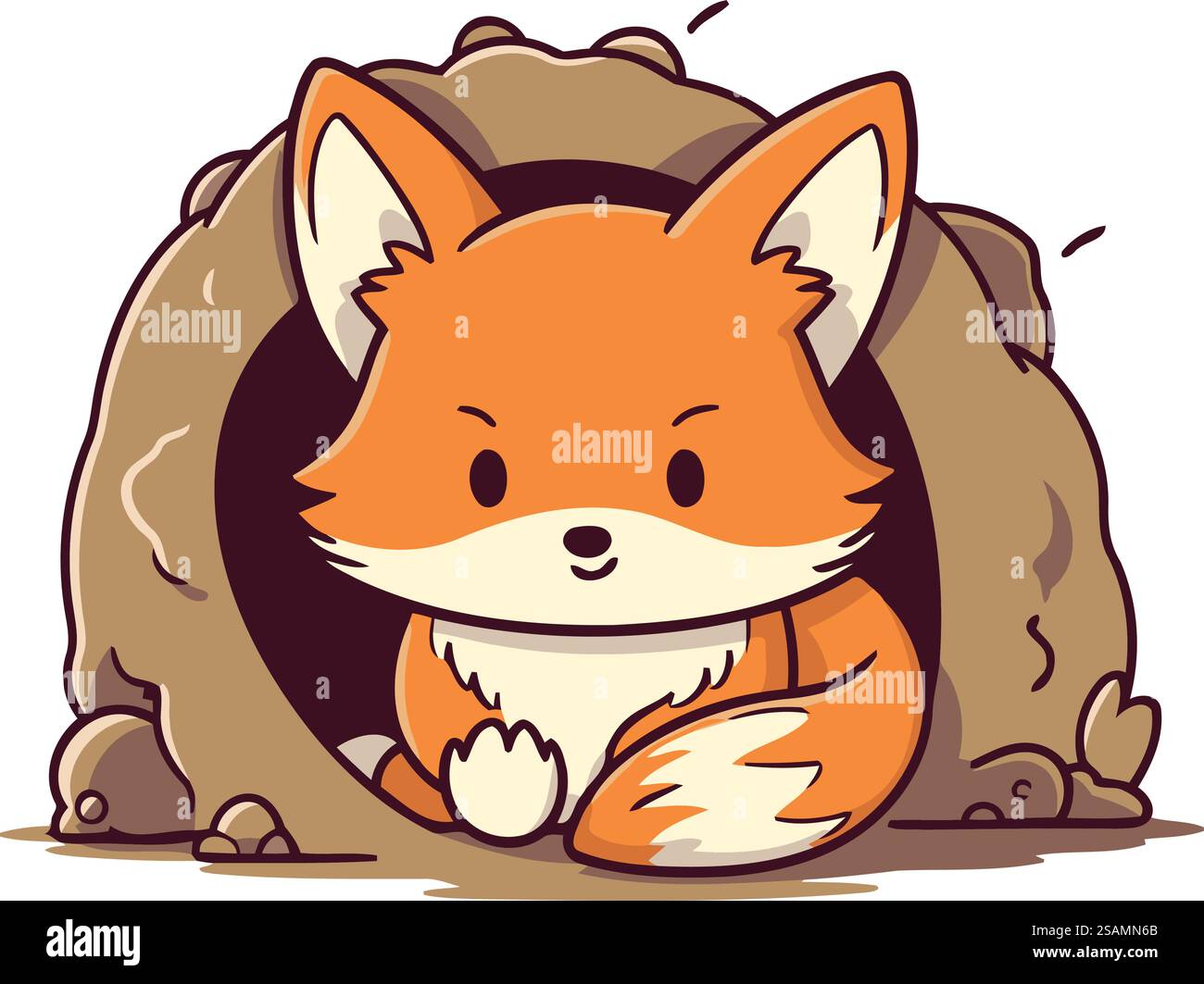 Cartoon happy fox sitting hi-res stock photography and images - Alamy