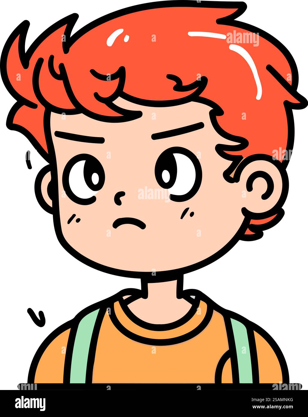 Illustration of a boy with a sad expression on his face Stock Vector ...