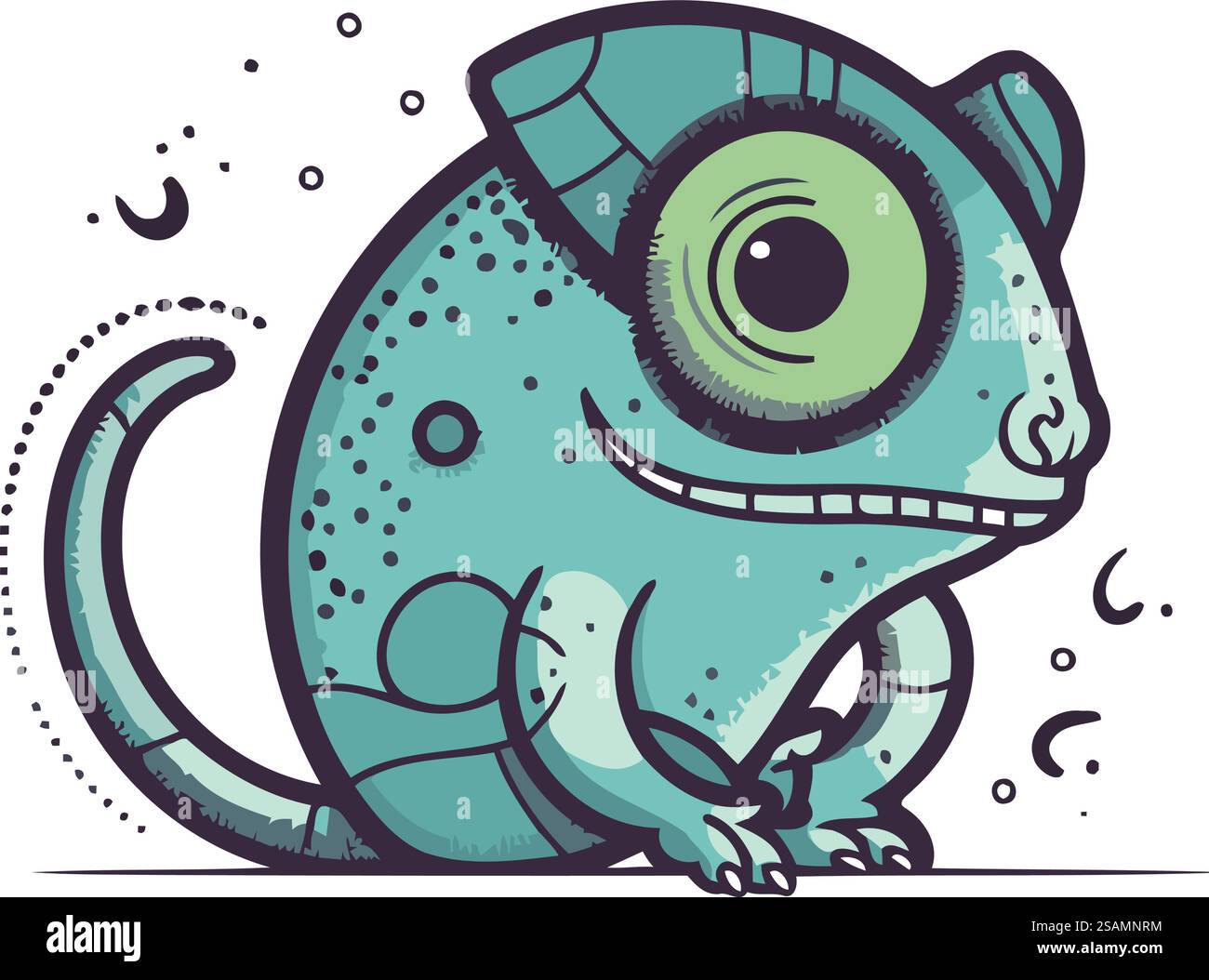 Cute cartoon chameleon on white background. Vector illustration Stock ...