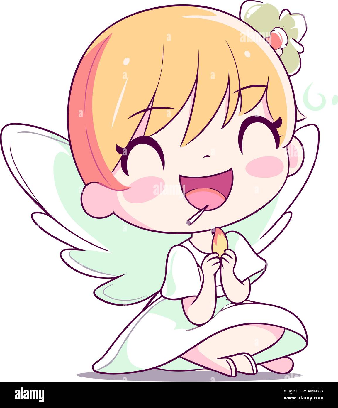 Cute little angel girl vector illustration. Cartoon little angel girl ...