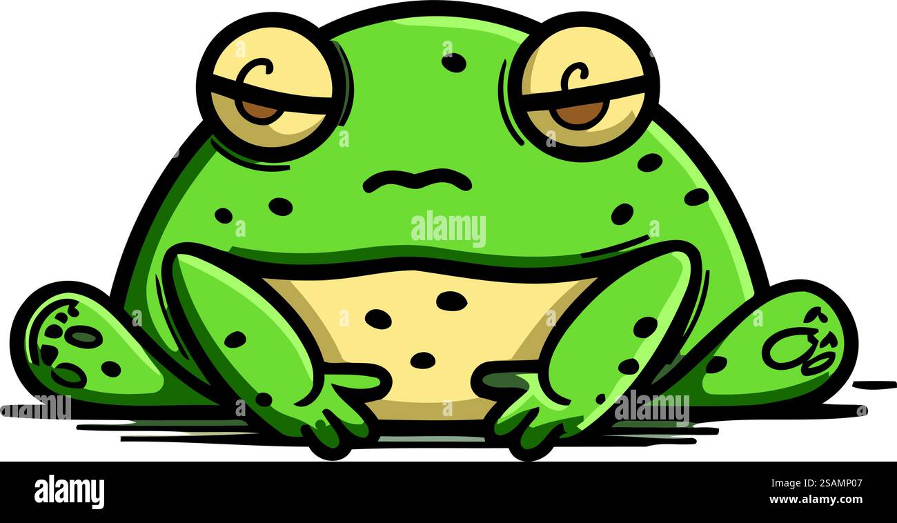 Frog with sad eyes. Vector illustration of a frog with sad eyes Stock ...