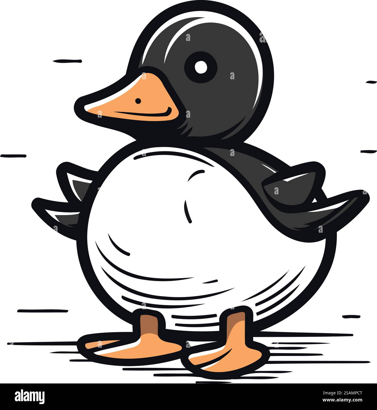 Vector illustration of a cute cartoon penguin running. Isolated on ...