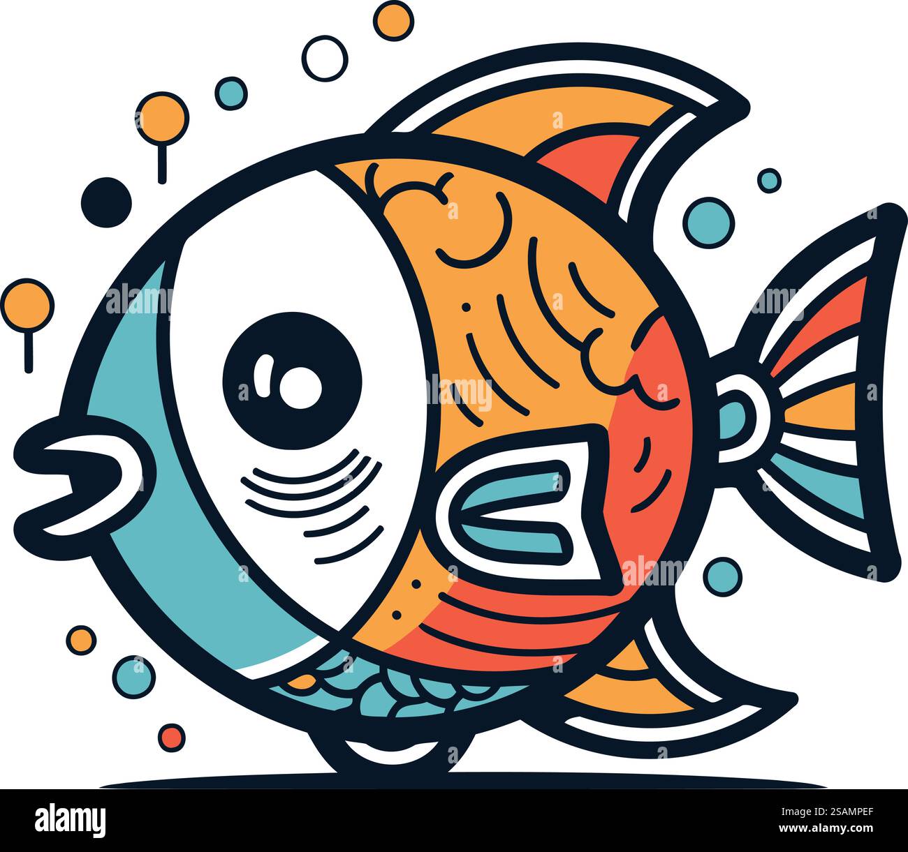 Cute cartoon fish. Vector illustration isolated on white background ...