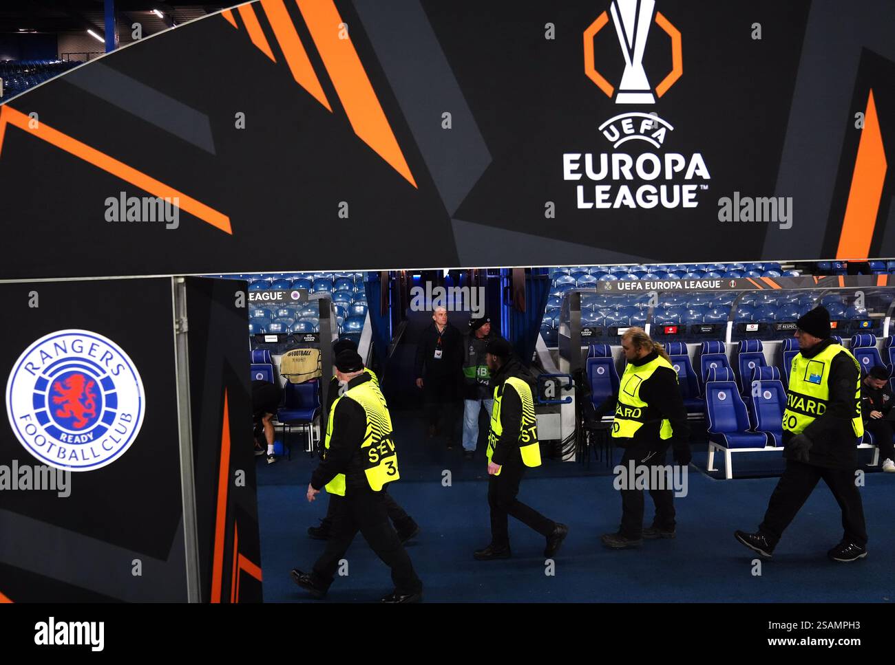 A general view of match day stewards before the UEFA Champions League ...