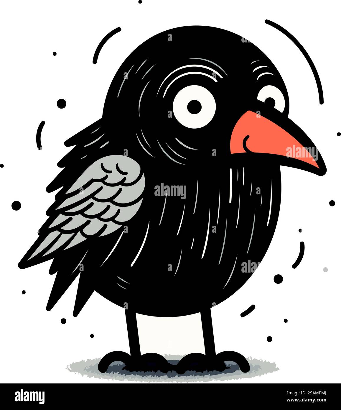Cute cartoon crow. Vector illustration isolated on a white background ...