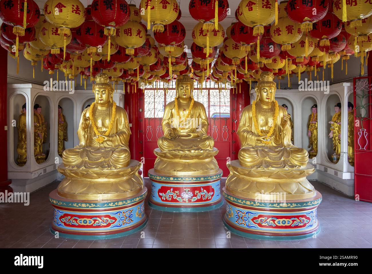 Buddha figures, gilded, Kek Lok Si Temple, George Town, Penang ...
