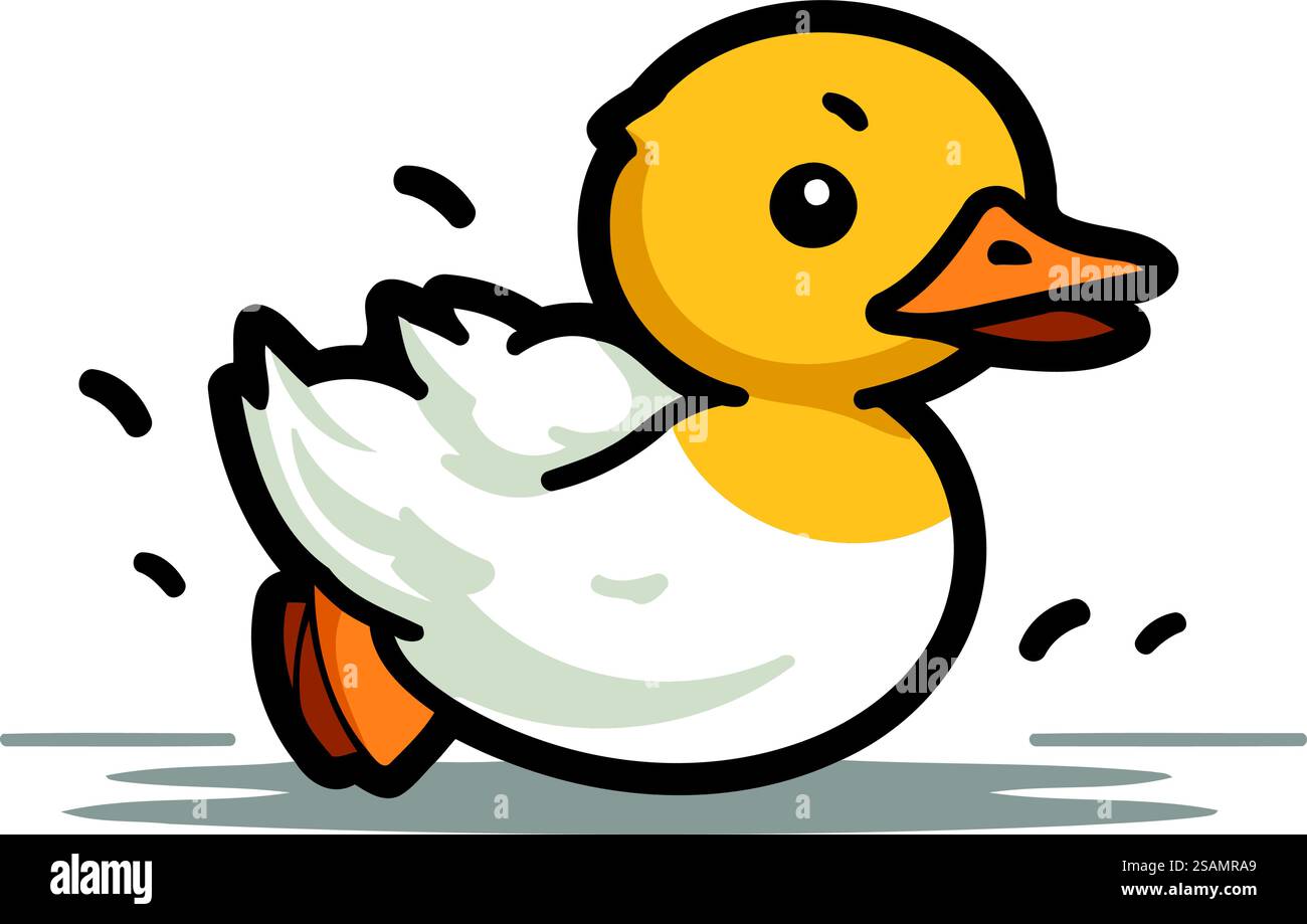 Duck running in the air. Vector illustration on white background Stock ...