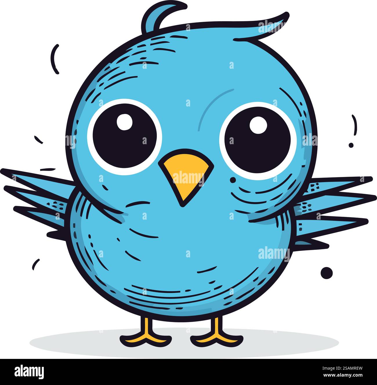 Cute cartoon bird character. Vector illustration in doodle style Stock ...