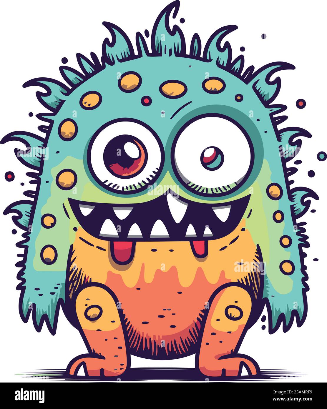 Funny cartoon monster. Vector illustration isolated on a white ...
