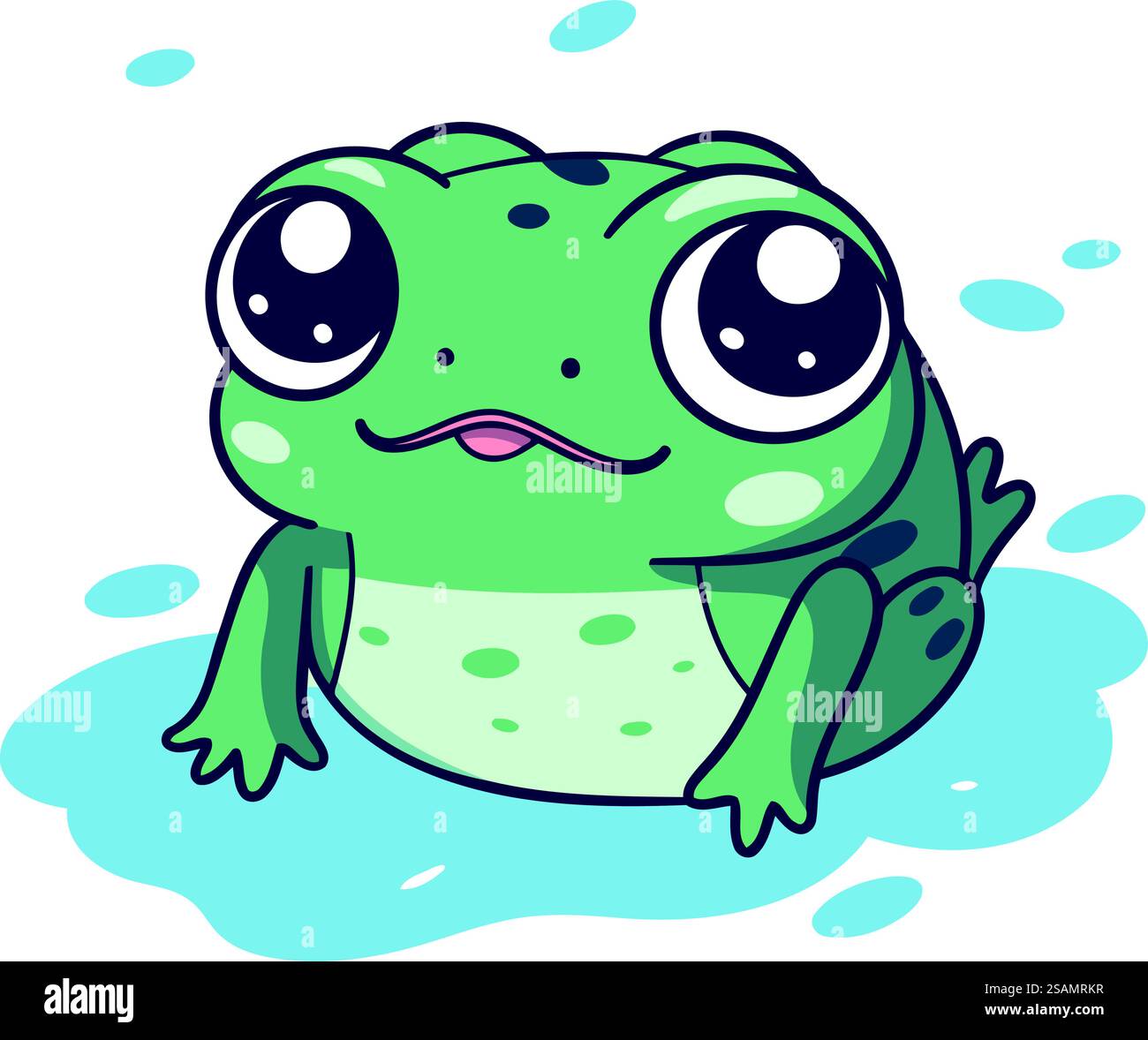 Frog in water. Cute cartoon character. Vector illustration Stock Vector ...