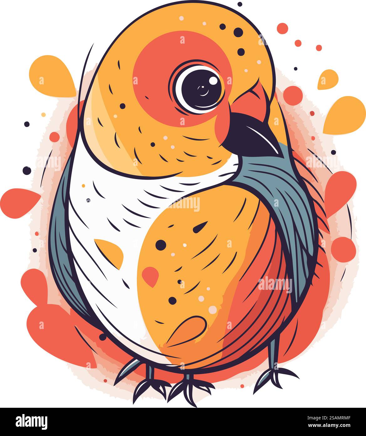 Vector illustration of cute cartoon bird. Hand drawn doodle style Stock ...