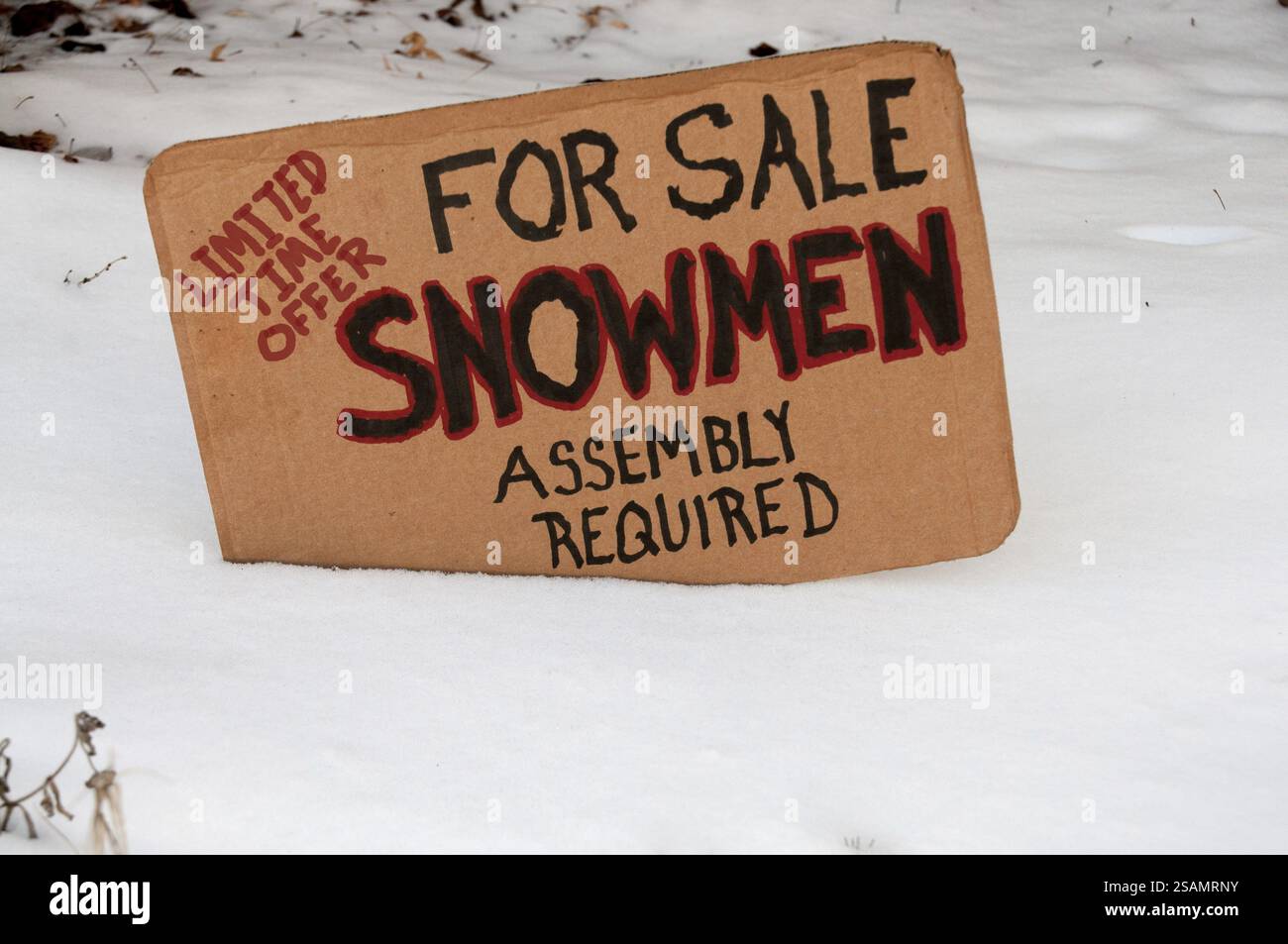 Snowman for sale assembly required limited time offer Stock Photo - Alamy