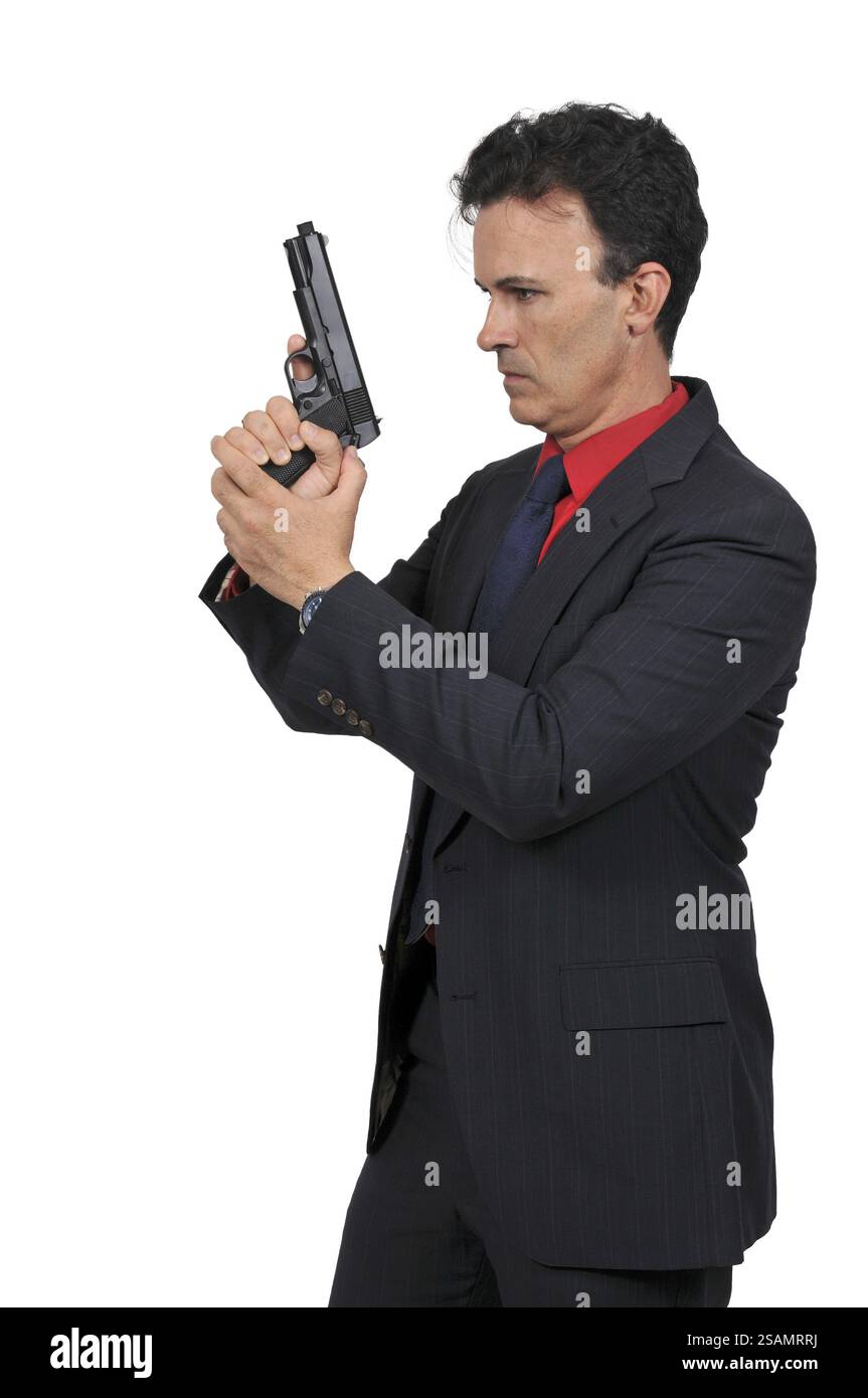 Police detective man on the job with a gun Stock Photo - Alamy