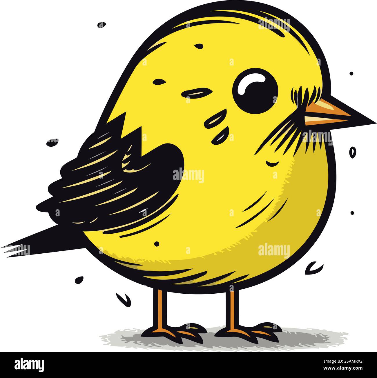 Illustration of a cute little yellow bird on a white background Stock ...