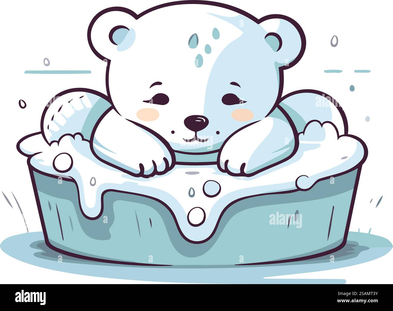 Cute polar bear sleeping on the ice cube. Vector illustration Stock ...