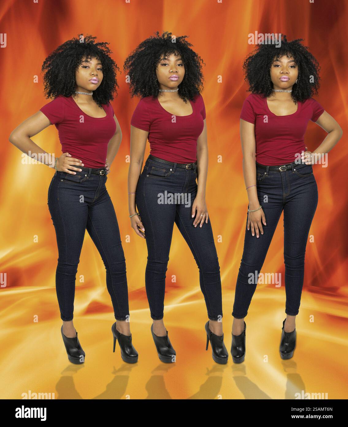 Beautiful young attractive teenage black women modeling a poses Stock ...