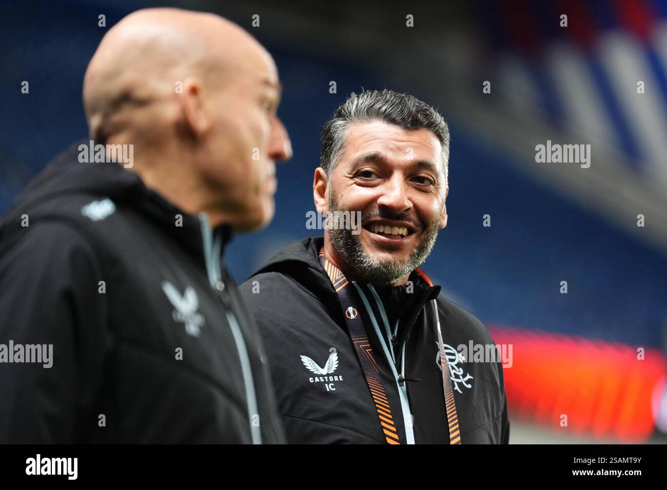 Rangers assistant manager Issame Charai (right) before the UEFA ...