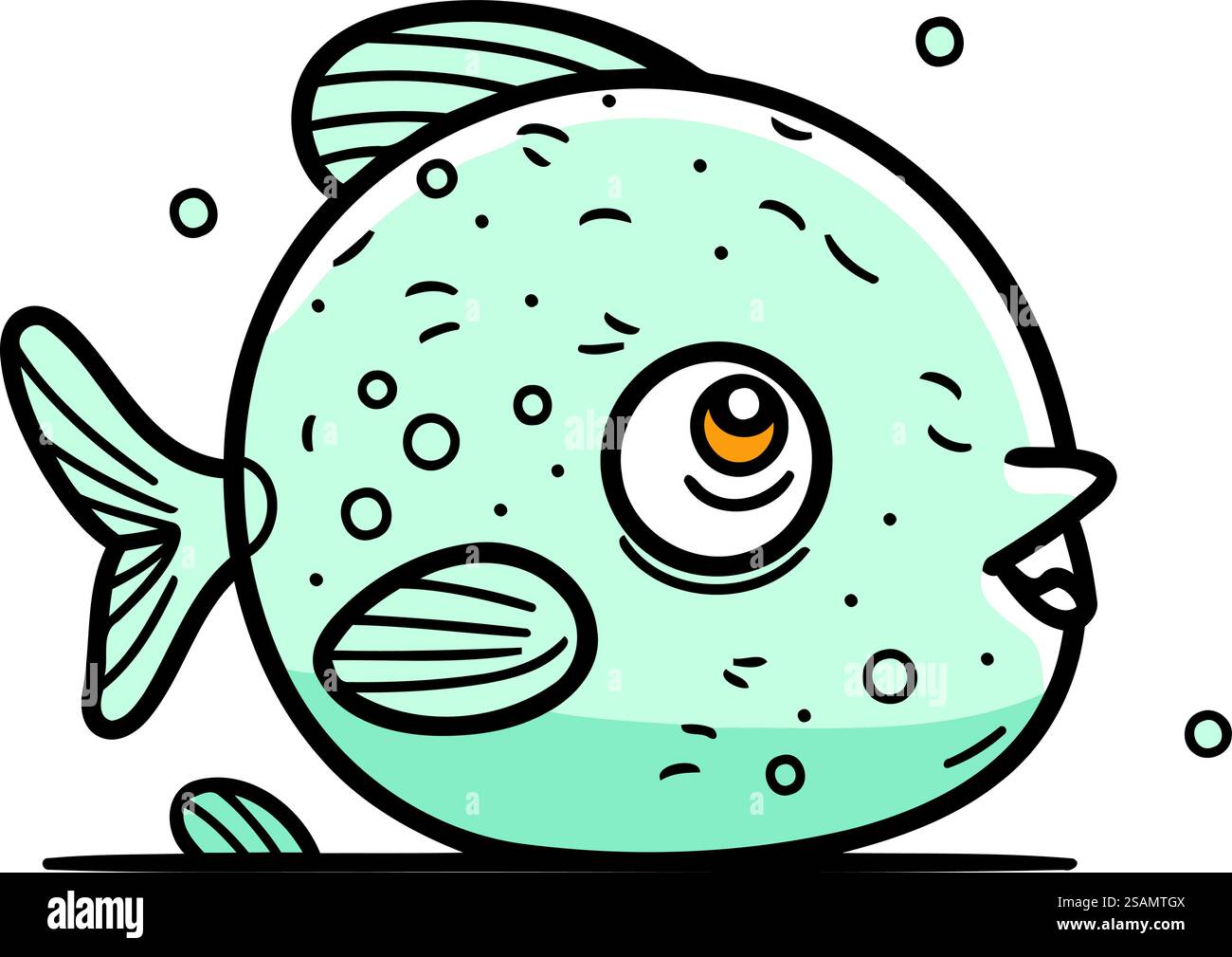 Funny cartoon fish. Cute sea animal. Vector illustration Stock Vector ...