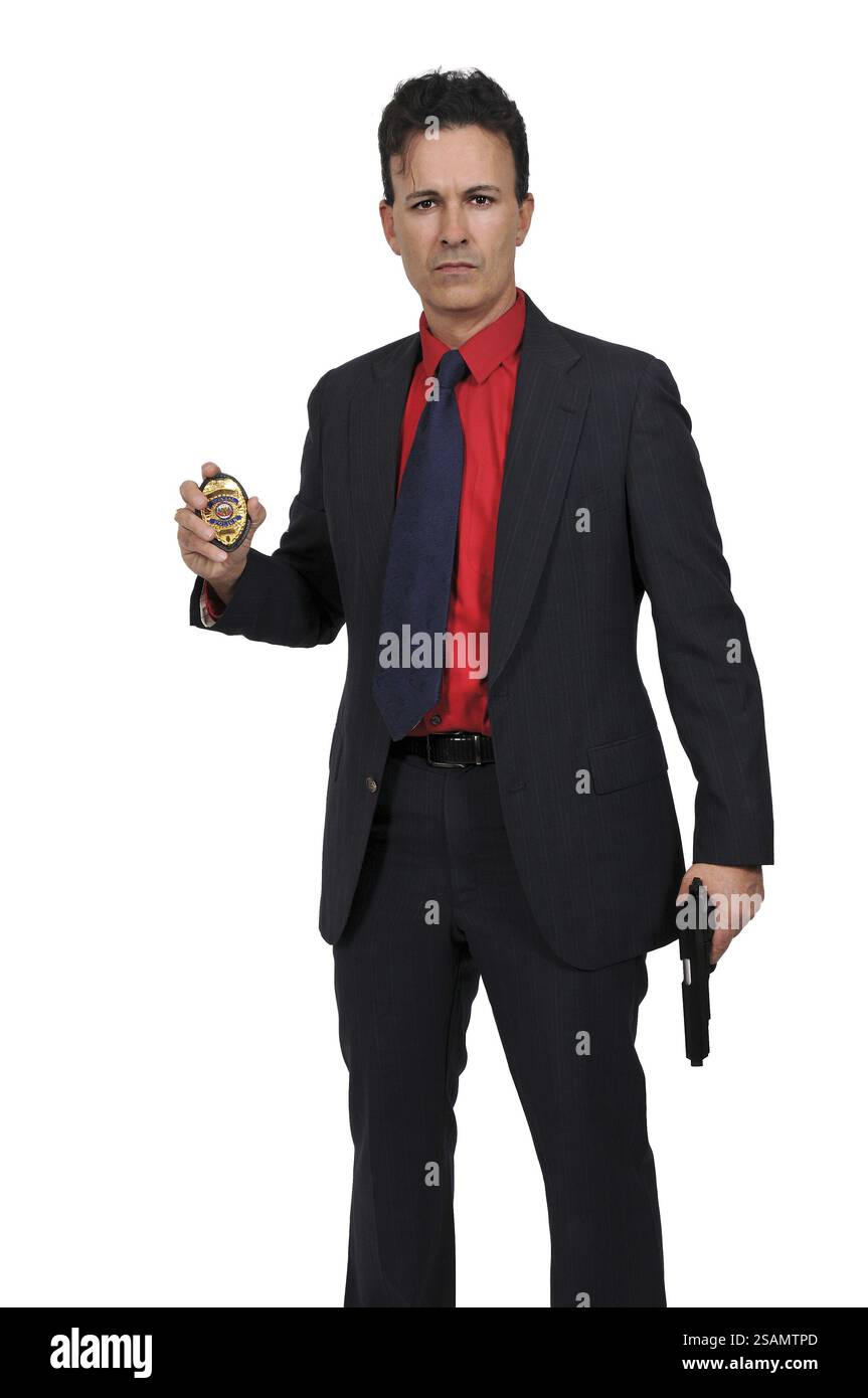 Police detective man on the job with a gun Stock Photo - Alamy