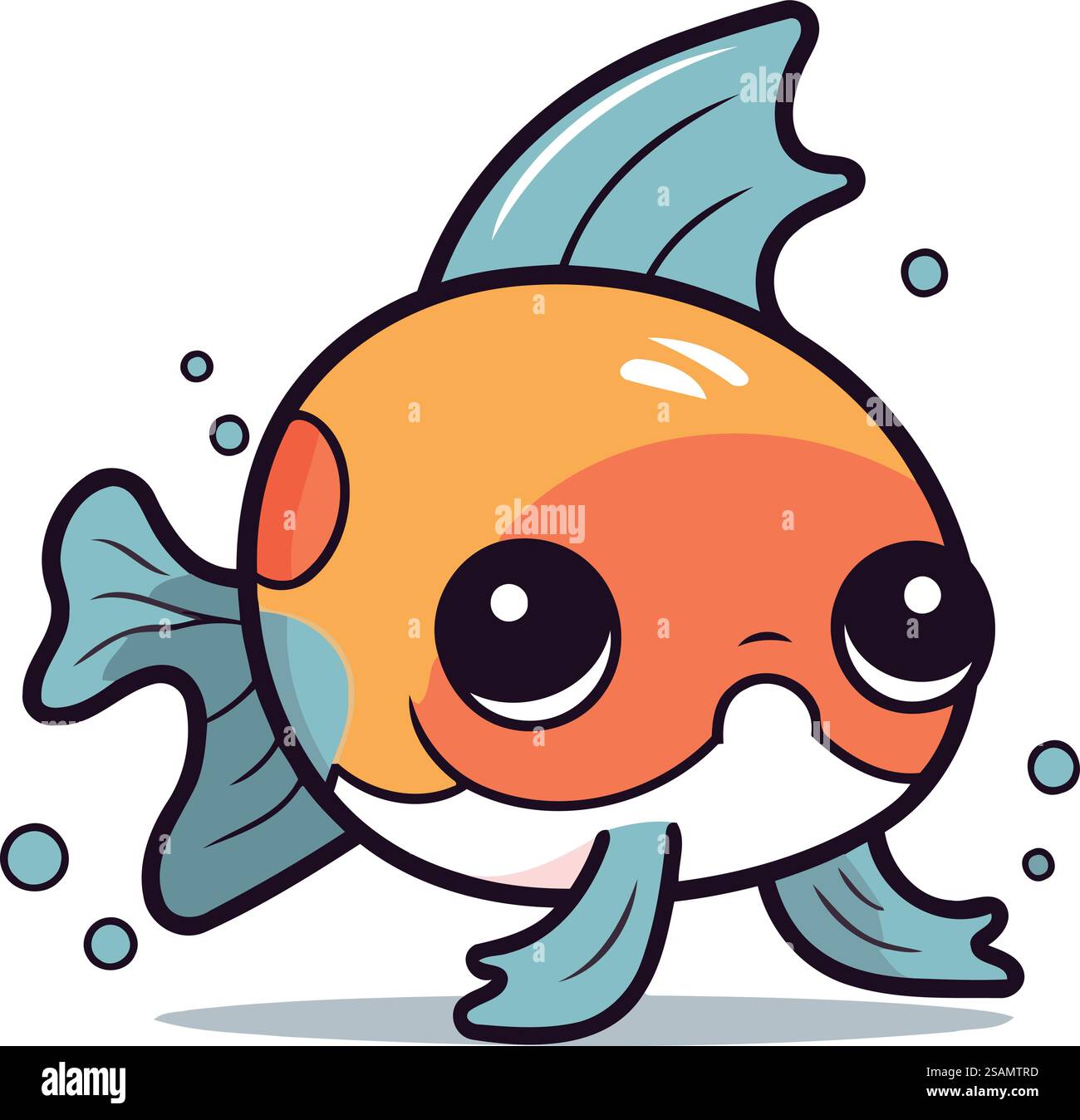 Cute cartoon kawaii goldfish character. Vector illustration Stock ...