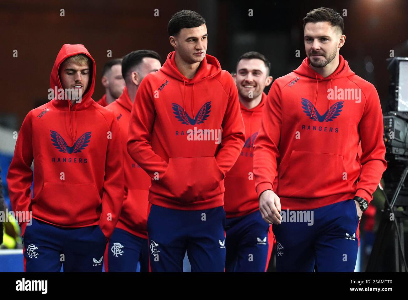Rangers goalkeeper Jack Butland (right) and team-mates before the UEFA ...