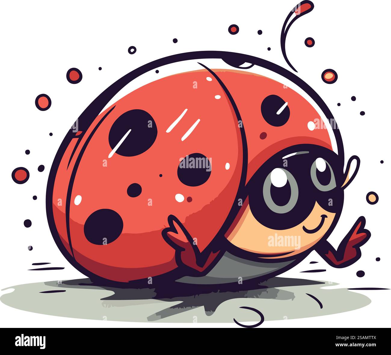 Cute cartoon ladybug. Vector illustration. Isolated on white background ...