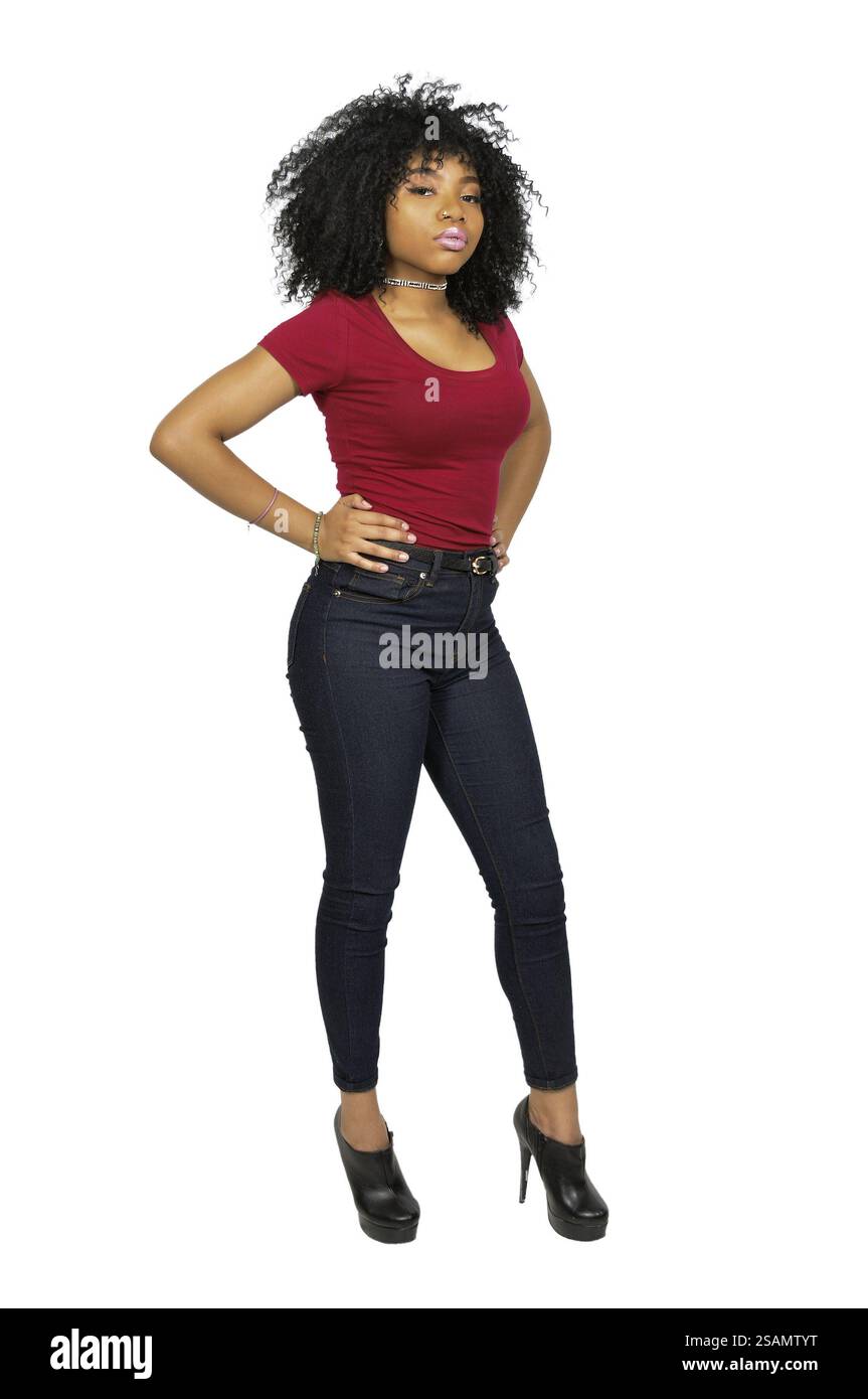 Beautiful young attractive teenage black woman modeling a pose Stock ...
