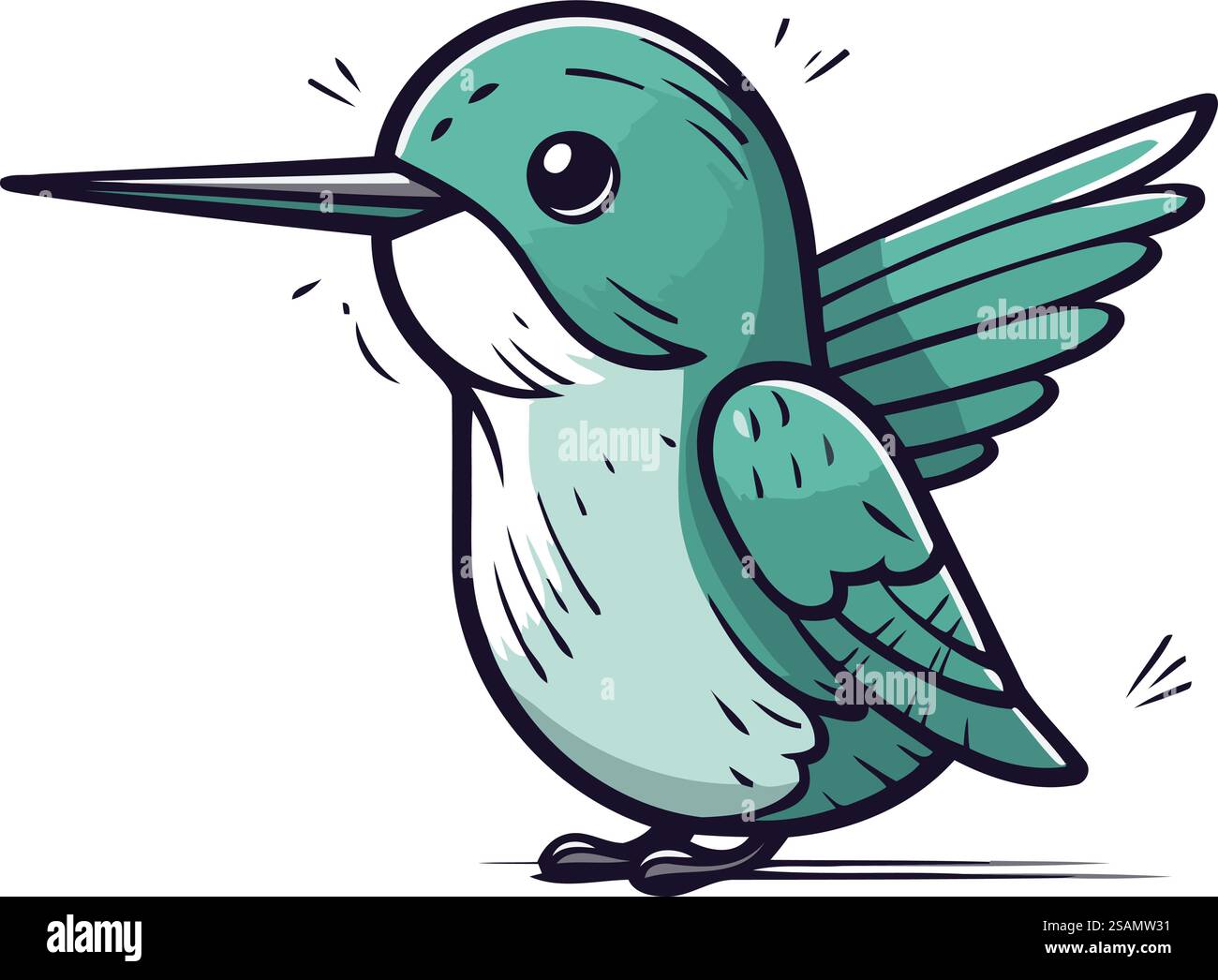 Cute cartoon hummingbird. Vector illustration isolated on white ...
