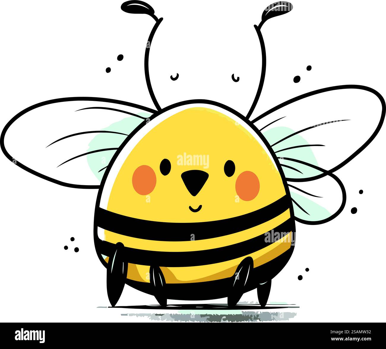 Vector illustration of cute cartoon bee. Isolated on white background ...
