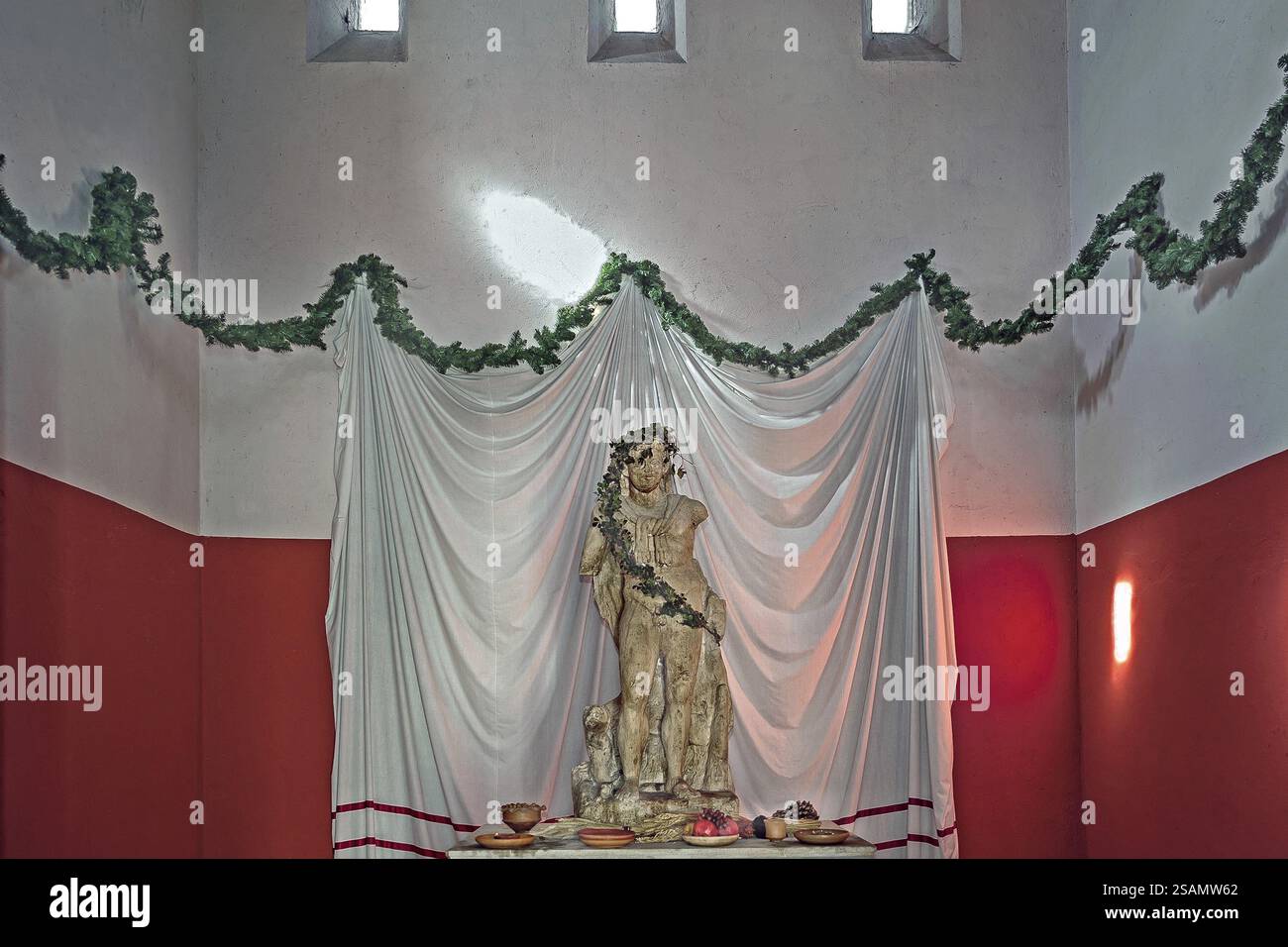 Statue of Hercules with lion skin and dog Cerberus the guardian of the underworld ...