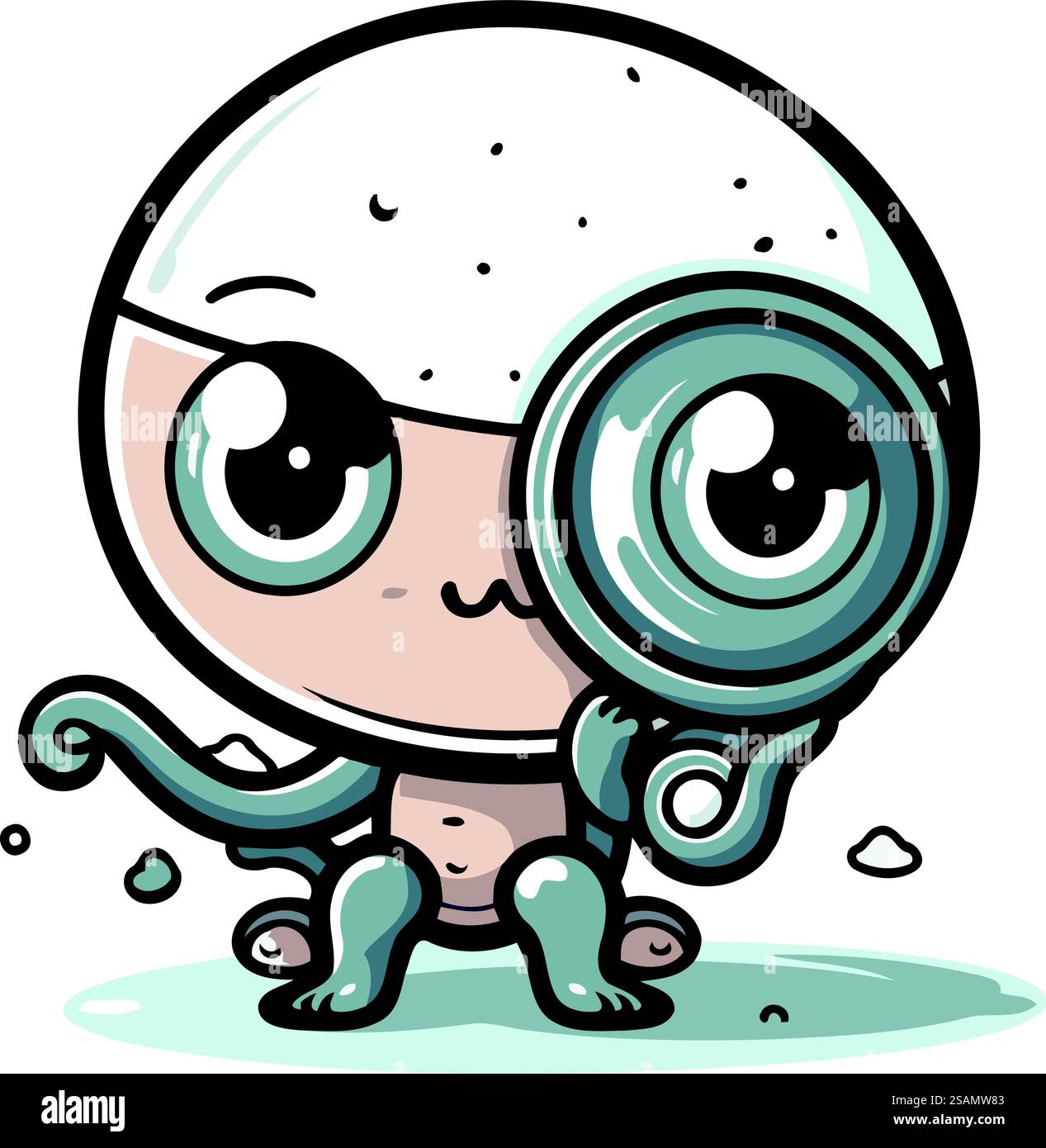 Cute cartoon alien. Vector illustration. Isolated on white background ...