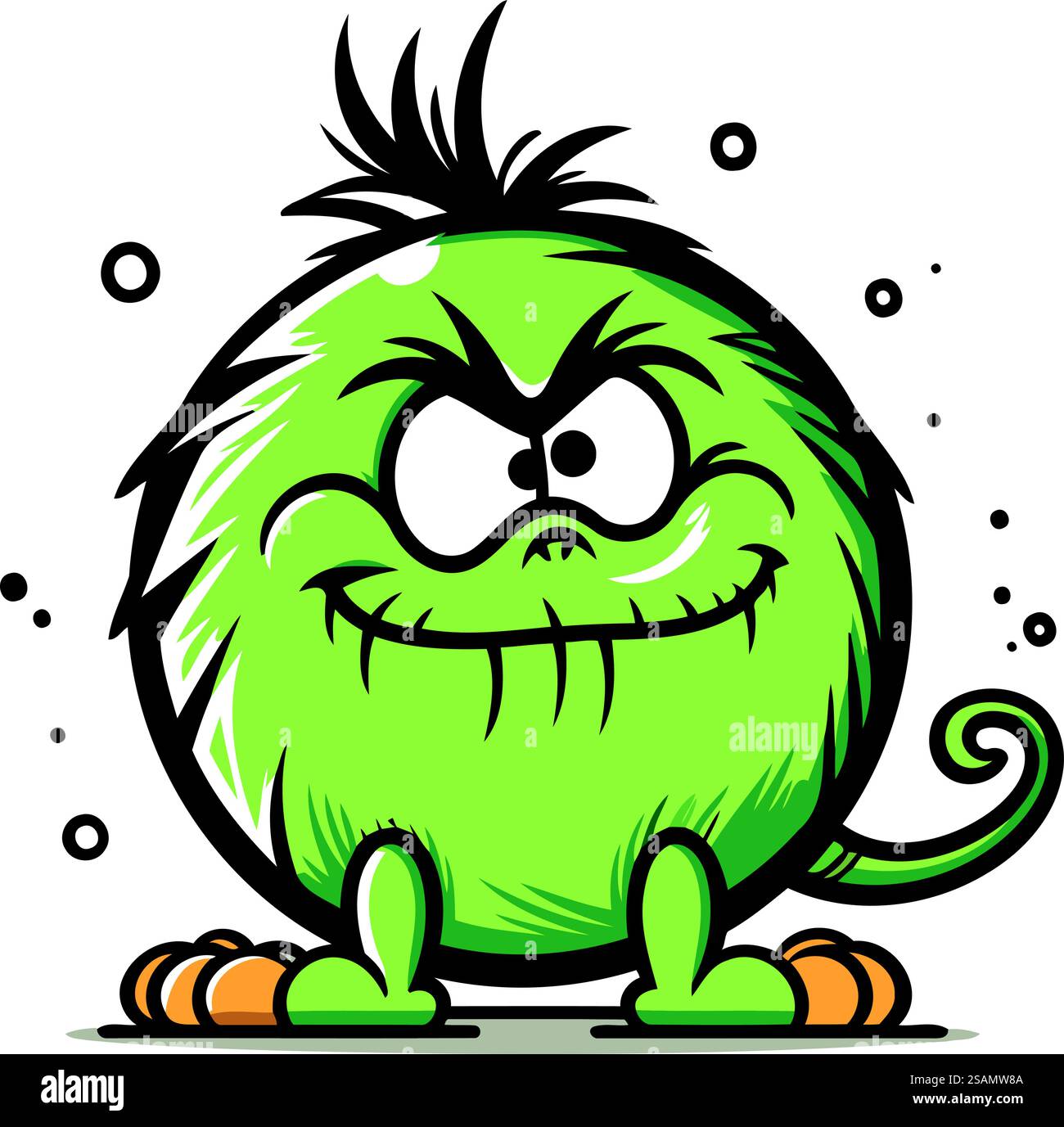 Cartoon monster with sad expression. Vector illustration on white ...